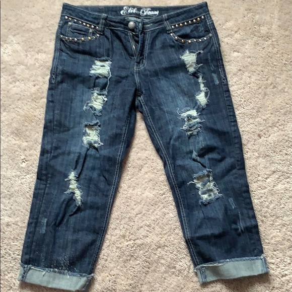 Elite Jeans | Jeans | Elite Jeans Distressedcropped Jeans Sz 9 | Poshmark